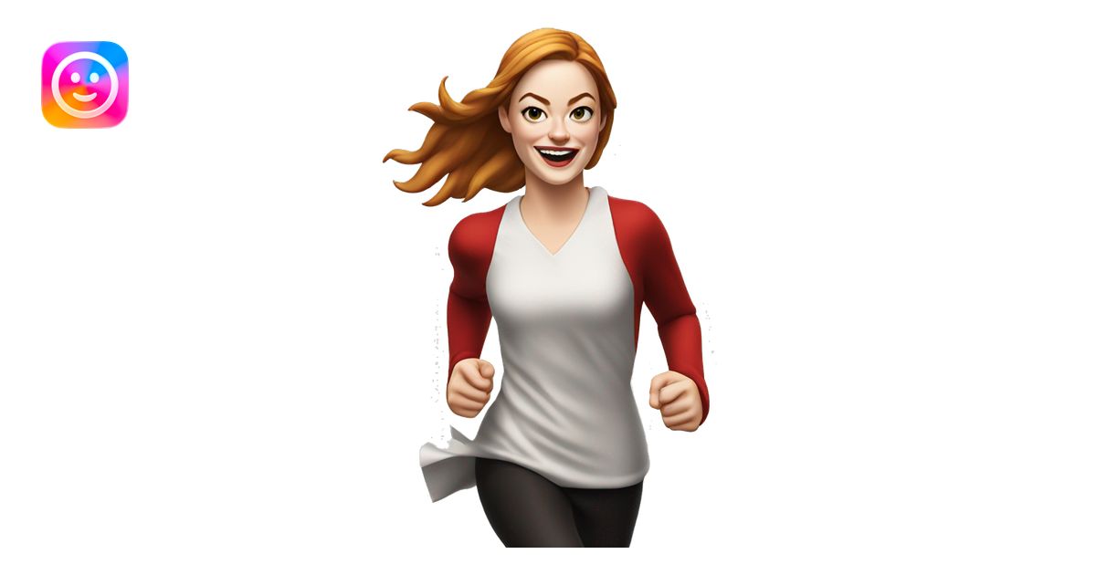 Emma Stone running emoji, with a large stride and arms outstretched, in ...