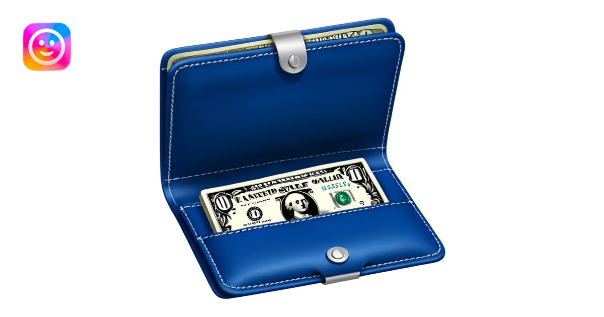 Deep Blue wallet with a single one dollar bill inside, just one dollar ...