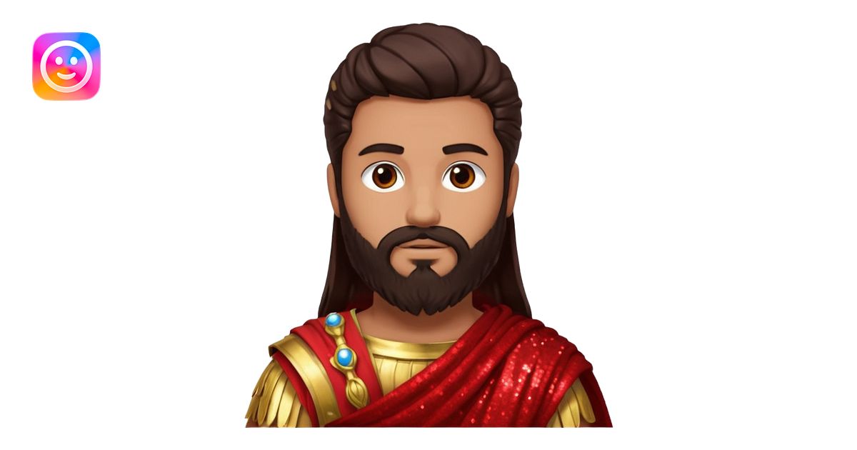 Mars from Roman Deities with long dark brown hair and beard, red sequin ...
