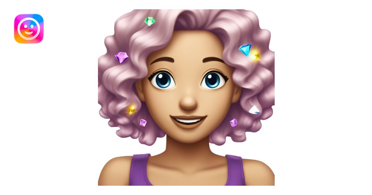 one girl with purple diamond hair made from purple crystals or diamonds ...