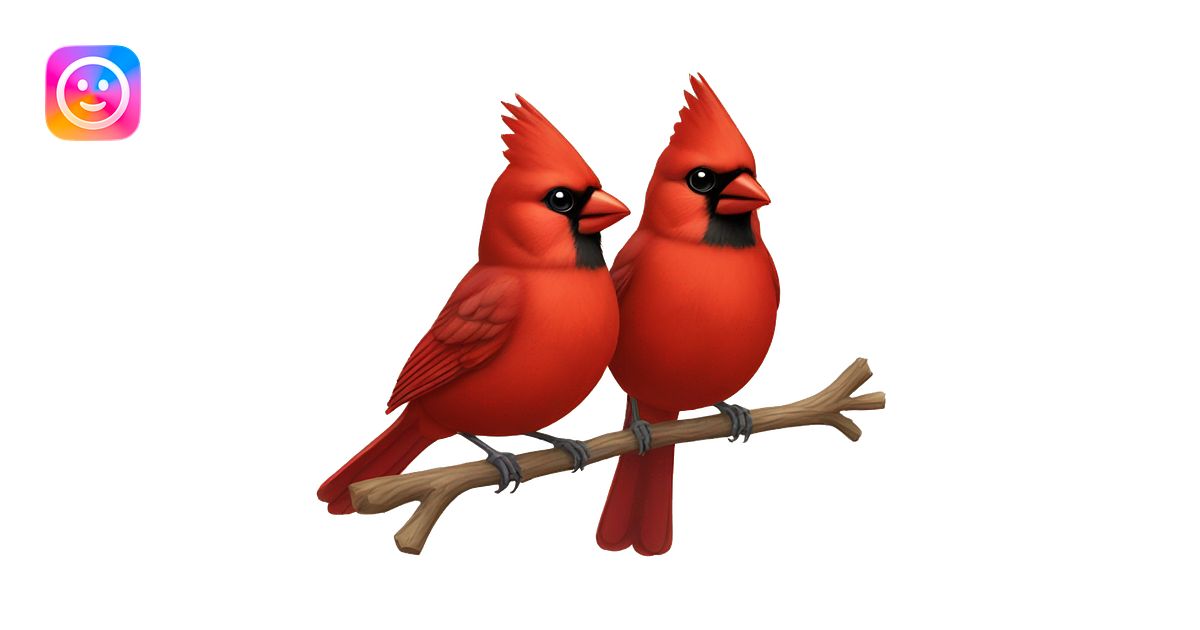 Pair of Cardinal birds emoji | AI Emoji Generator
