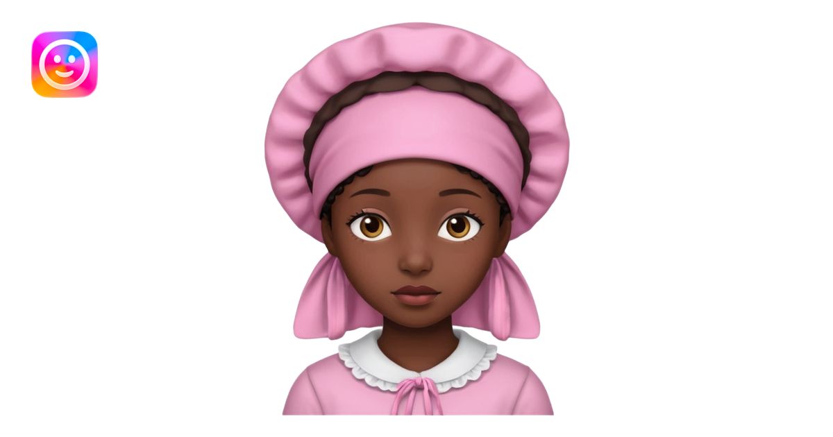 Black girl with pink bonnet teen emoji | AI Emoji Generator