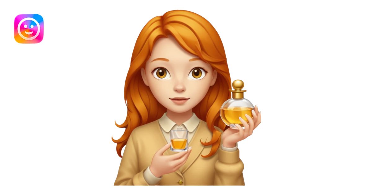 Ginger cute girl in autumn and she has perfume in her hand emoji | AI ...