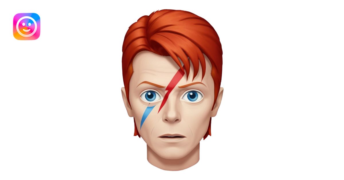 David Bowie with Blue eyes, red hair emoji | AI Emoji Generator