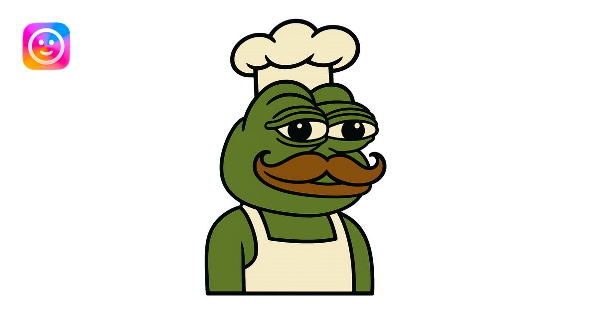Pepe the Frog as a chef with a big mustache, meme style meme | AI Emoji ...