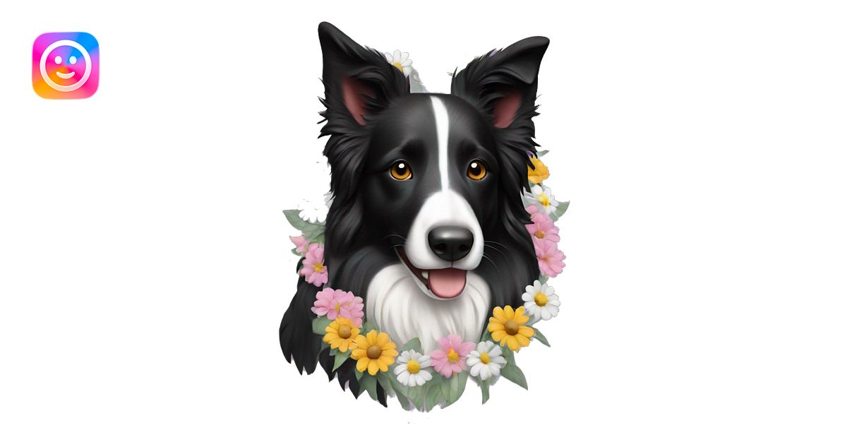 border collie Garland with flowers emoji | AI Emoji Generator