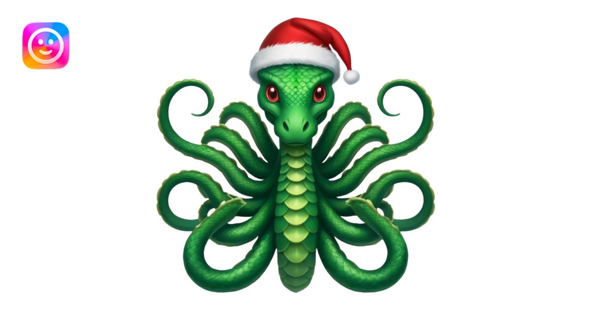 hydra, christmas hat,Seven heads emoji | AI Emoji Generator