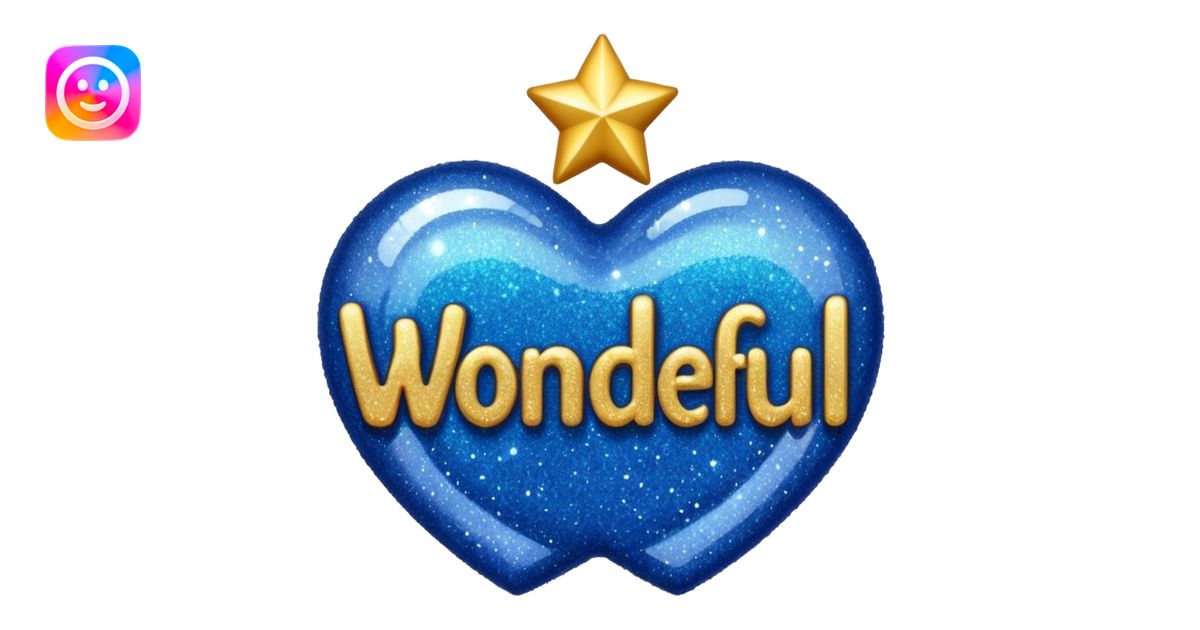 The word wonderful with glitter emoji | AI Emoji Generator
