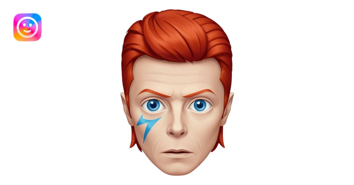 David Bowie with Blue eyes, red hair emoji | AI Emoji Generator