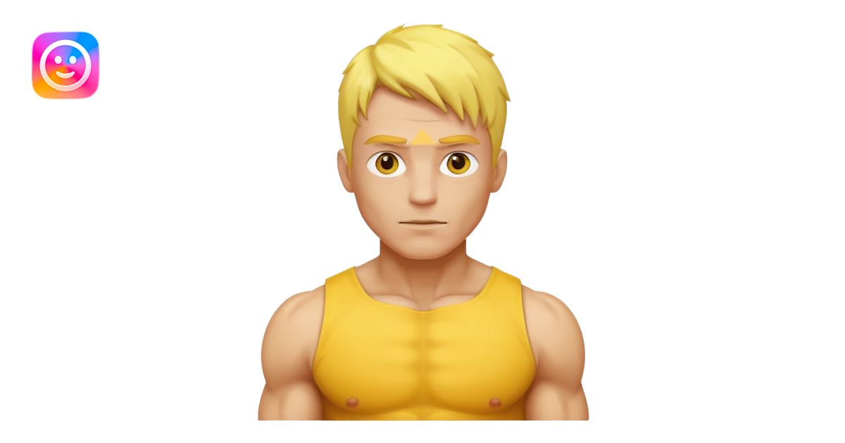 Male core muscles yellow default skin and hair emoji | AI Emoji Generator