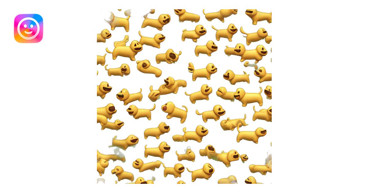 Retro old 90s graphics generated cgi 3d rendered zingy shiny dog emoji ...
