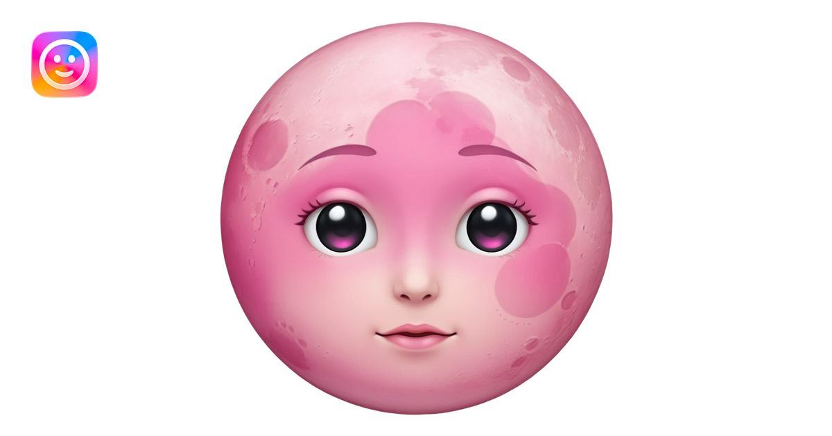 Pink moon with no eyes, no nose, no eyebrows and no mouth emoji | AI ...