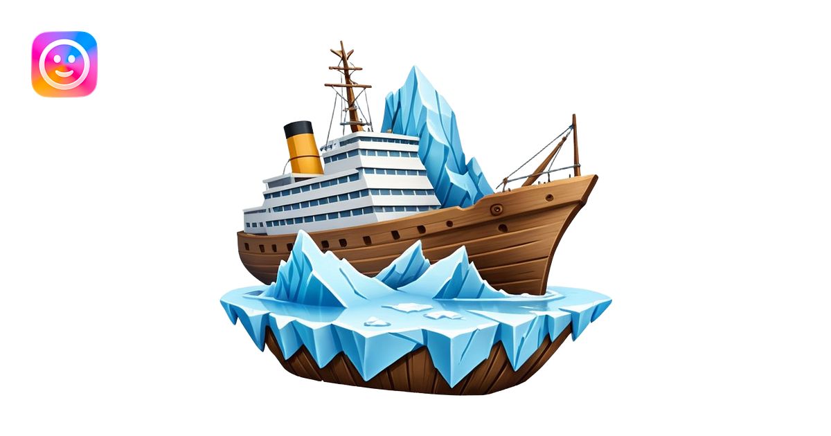 A ship crashing into an iceberg emoji | AI Emoji Generator
