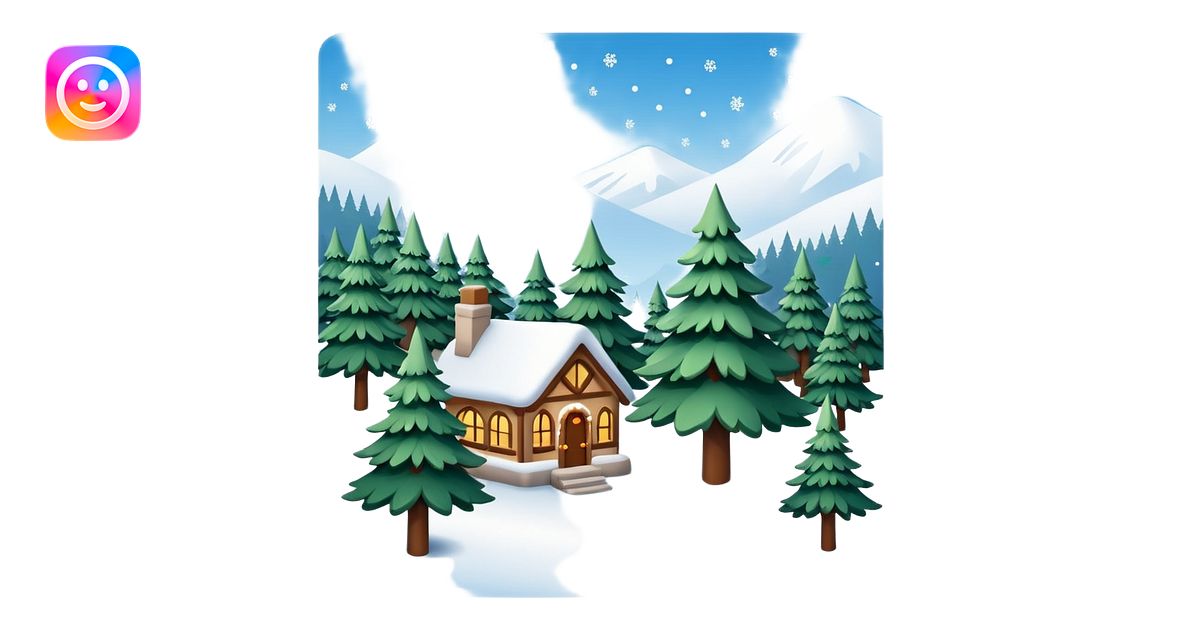 Pretty snow covered christmas scene emoji | AI Emoji Generator