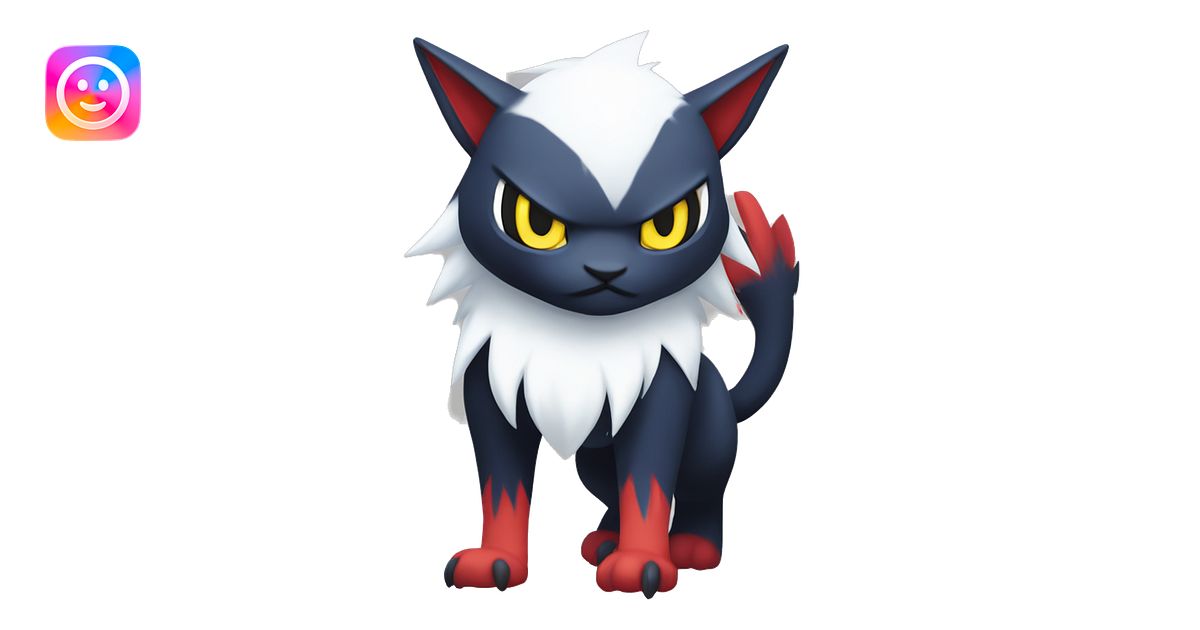 Edgy Cool Kawaii Litten-Absol-Pokémon Full Body emoji | AI Emoji Generator