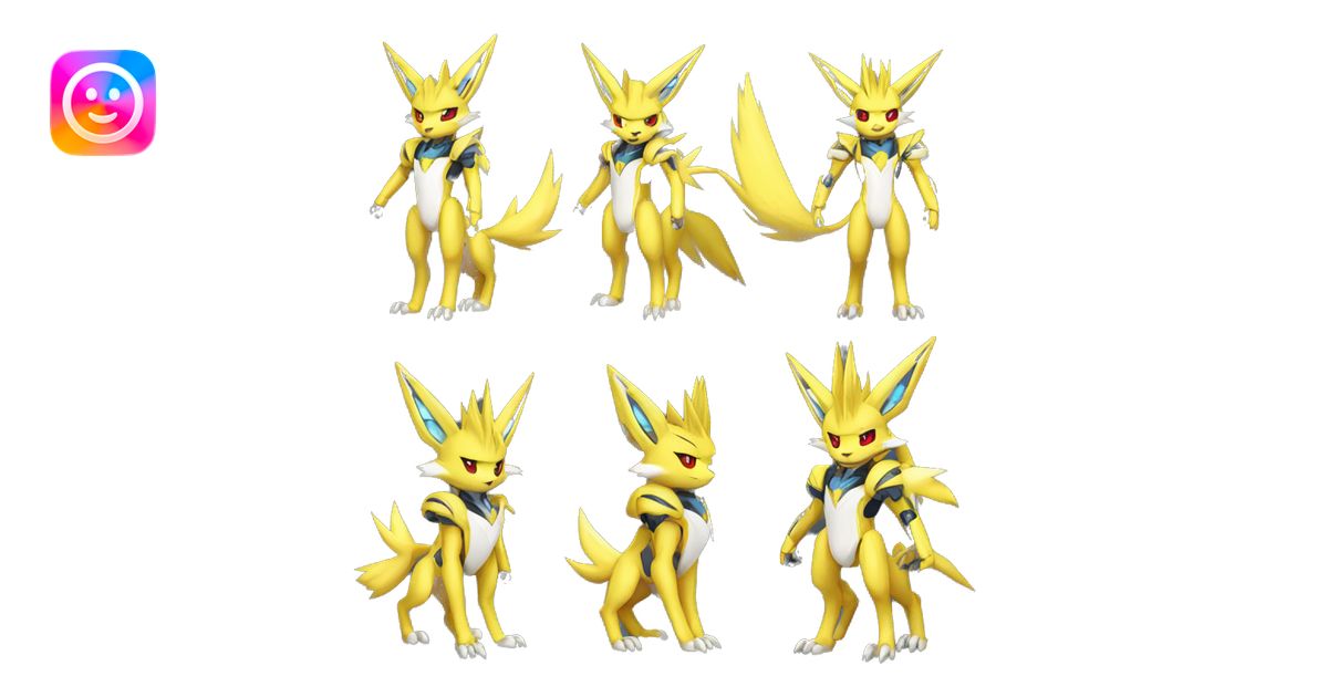 Renamon-Jolteon-Zeraora-medabot-mecha full body emoji | AI Emoji Generator