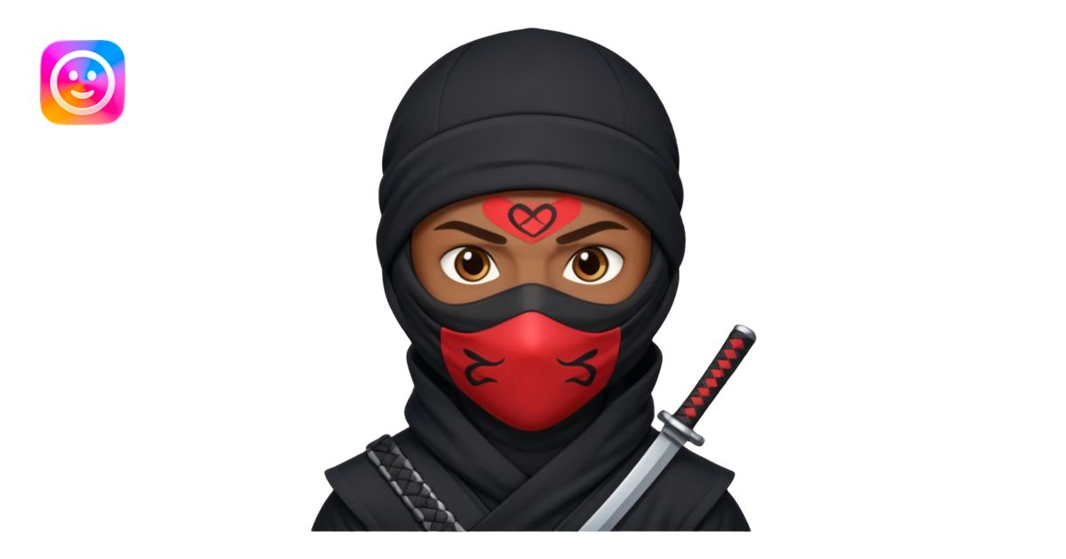 Ninja ojos de corazónes hombre emoji | AI Emoji Generator