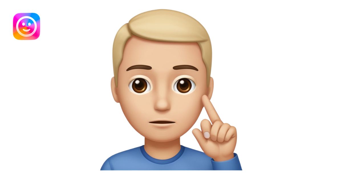 finger pointing on forehead, zoomed in on forehead, no full face emoji ...