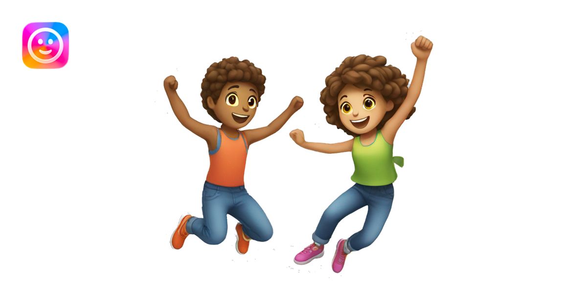 Boy and a girl jumping in a trampoline emoji | AI Emoji Generator