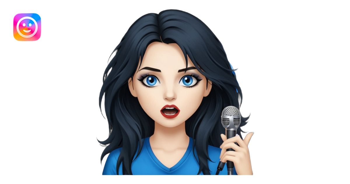 rockstar girl with long black disheveled hair, blue eyes, Smokey eyes ...