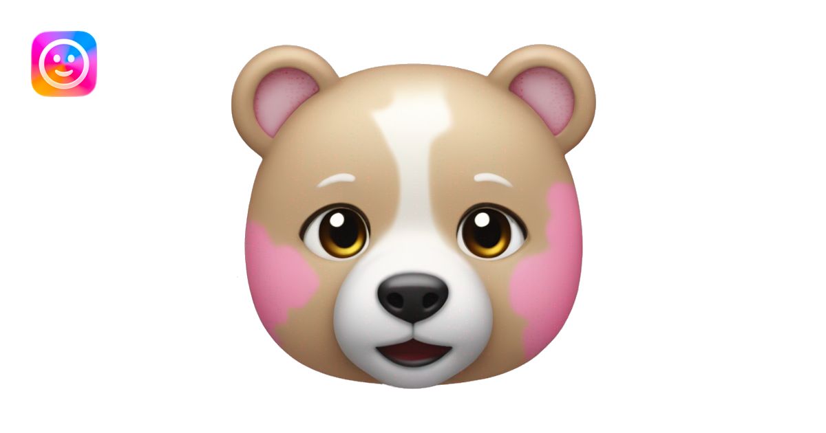 Osito blanco, lindo con un listón rosa en el cuello emoji | AI Emoji ...