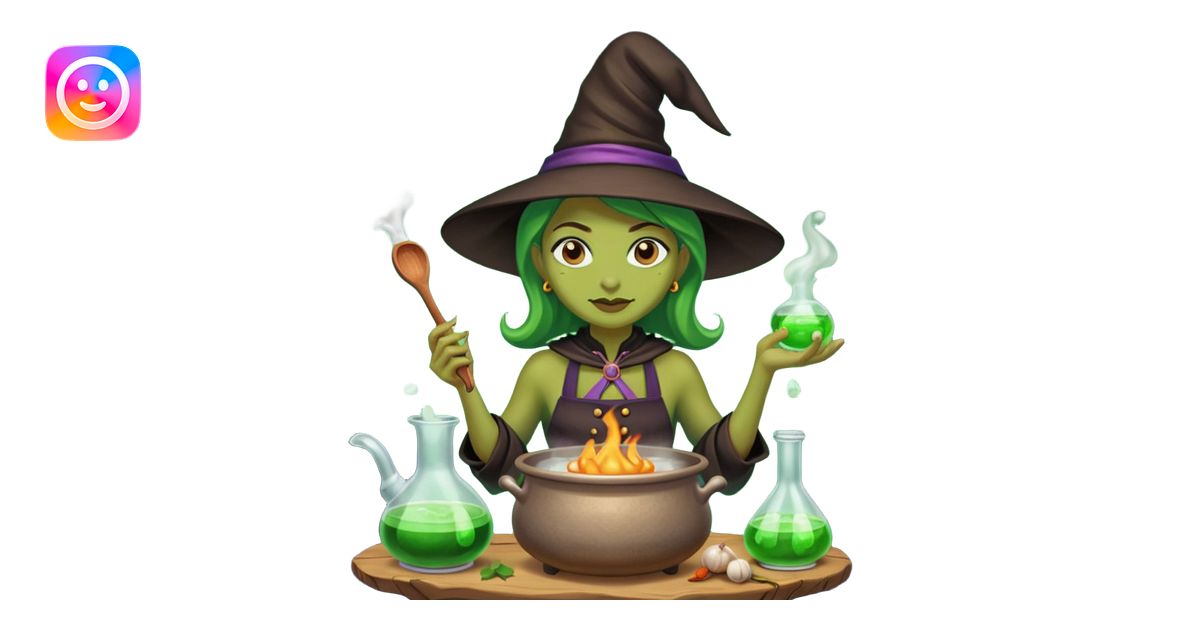 green witch cooking potion emoji | AI Emoji Generator