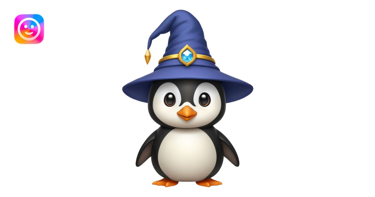 black Penguin Wizard emoji | AI Emoji Generator