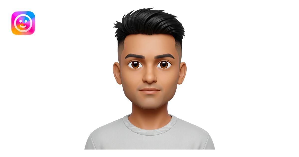 Indian man at 25 years old fade hair cut emoji | AI Emoji Generator