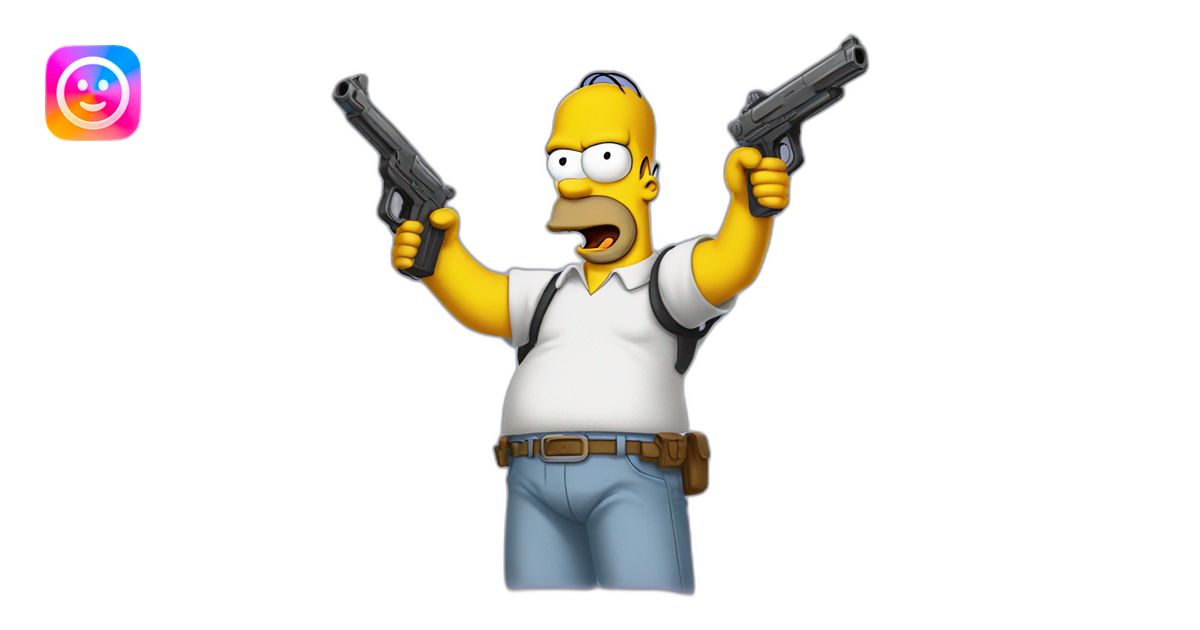 Homer Simpson with a gun emoji | AI Emoji Generator