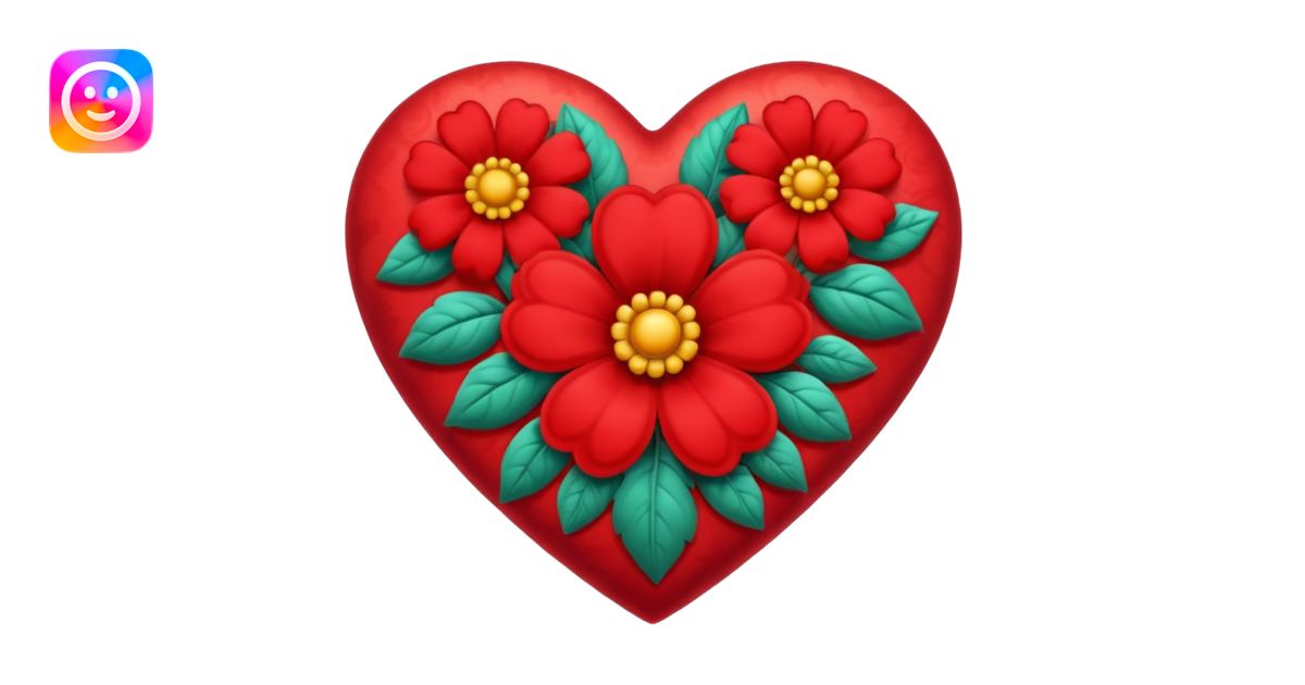 heart with a velvet flower pattern emoji | AI Emoji Generator