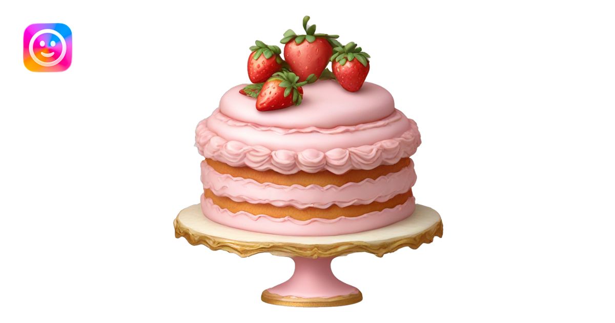 vintage rococo highly detailed pale pink cake with strawberries emoji ...