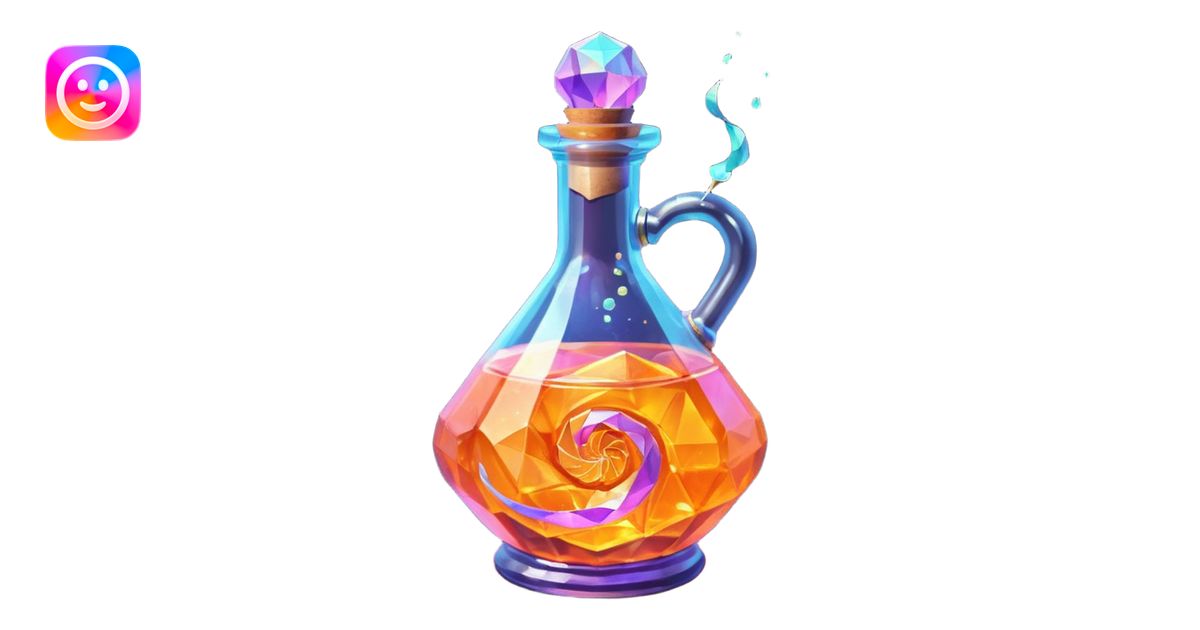 Orange Magic Fantasy Potion, Glass Low Poly emoji | AI Emoji Generator