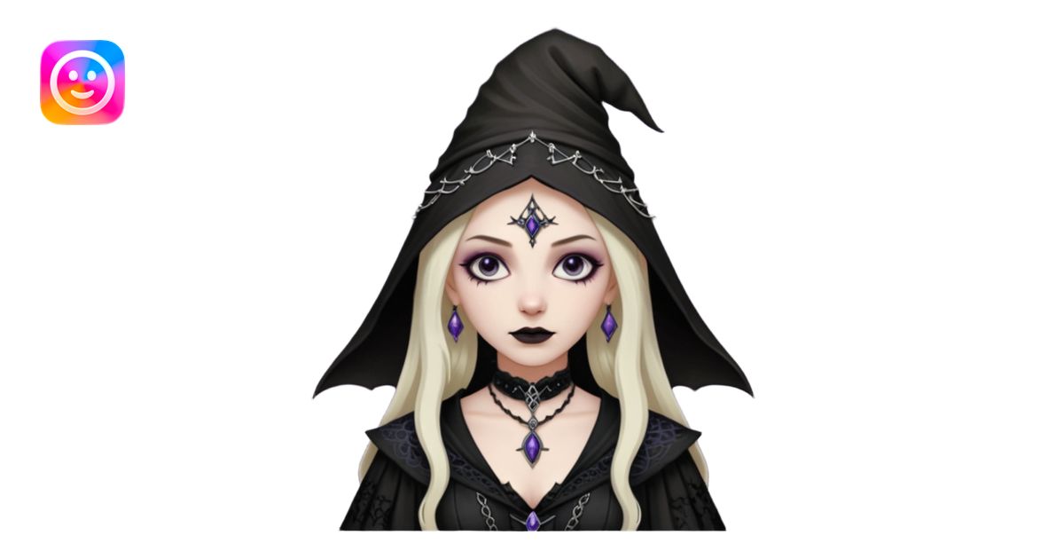 Lena Lovich as a gothic sorceress in huge dirty lace emoji | AI Emoji ...