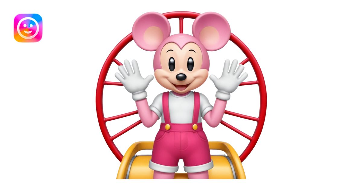 Pink Mikey mouse Disneyland Ferris wheel emoji | AI Emoji Generator