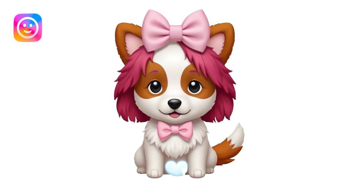 very red haired white dog with a bow on hair emoji | AI Emoji Generator