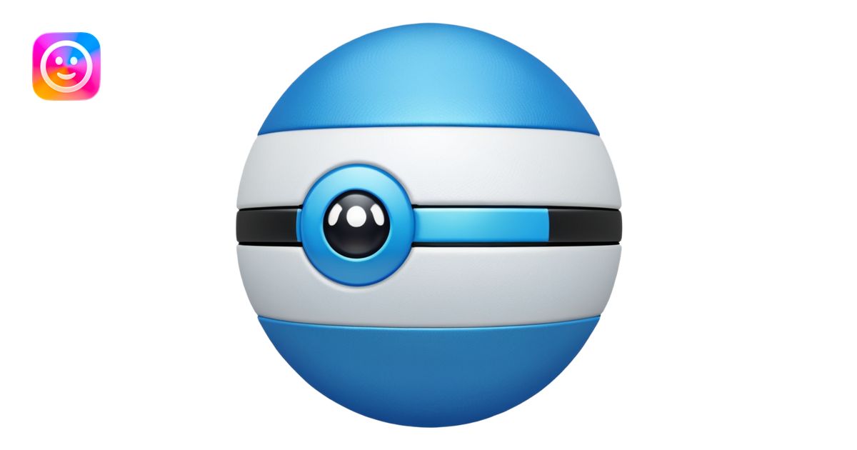 blue pokeball emoji, top half is a more saturated blue, bottom half is ...