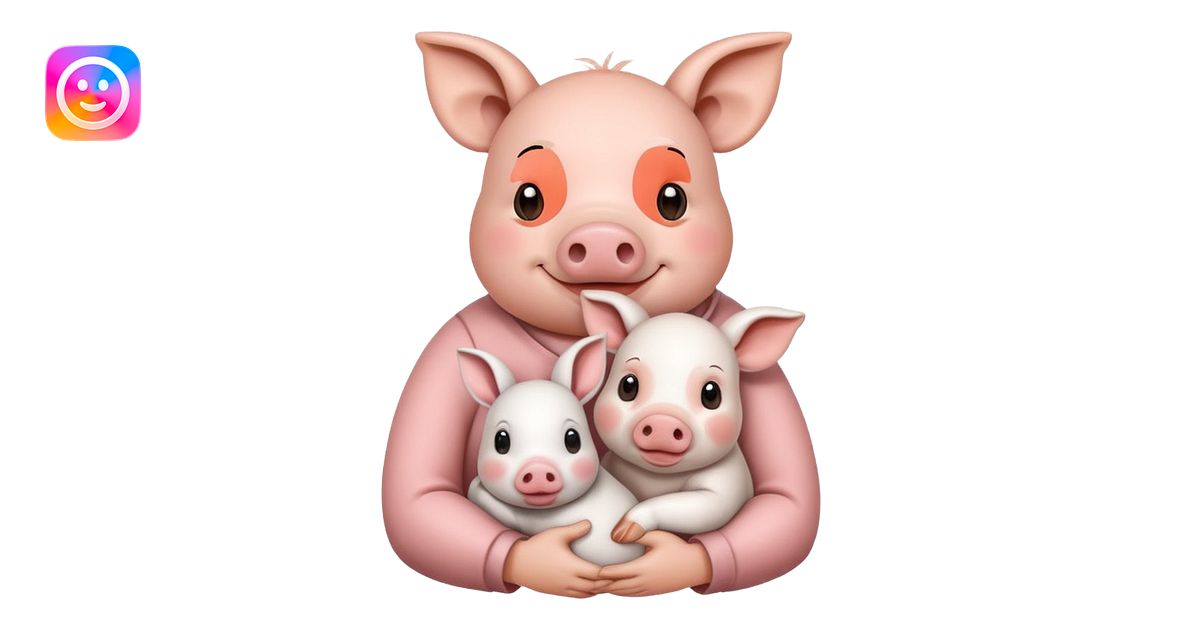 Home of rat, pig as parent hugging little cow, adult rabbit emoji | AI ...