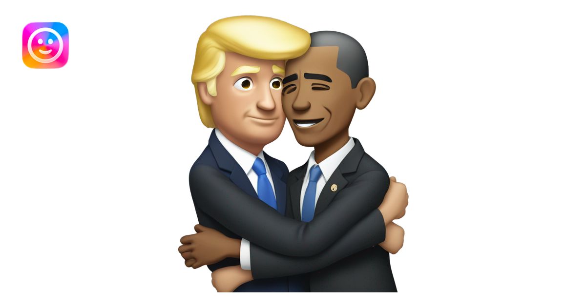 Trump hugging Obama emoji | AI Emoji Generator