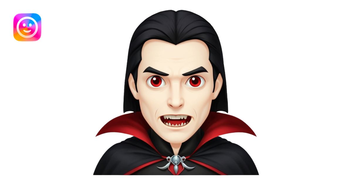Vampire dracula – Pale figure with fangs and cape emoji | AI Emoji ...