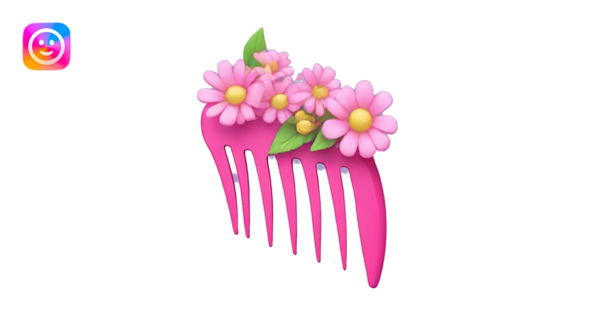 Pink comb with flowers emoji | AI Emoji Generator