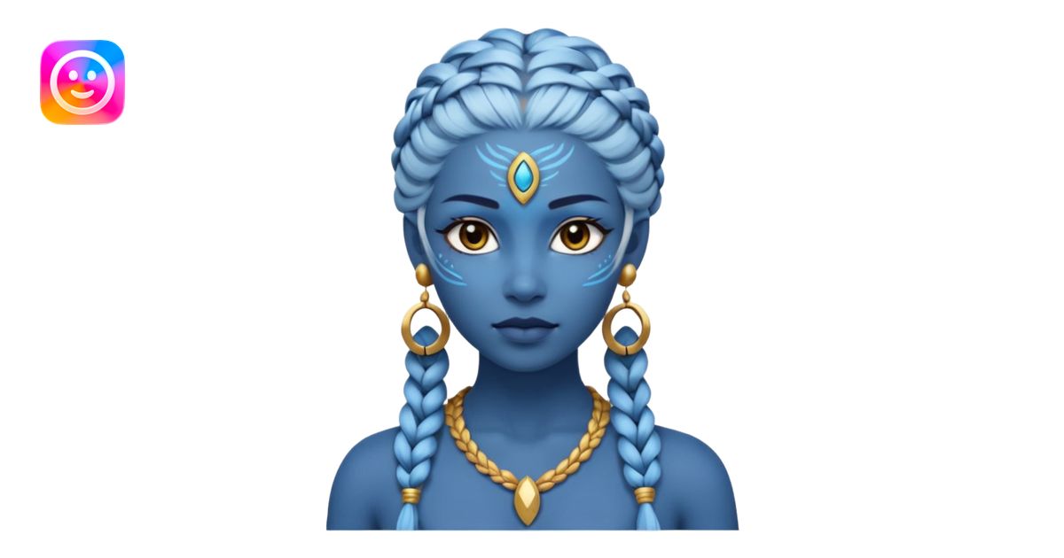 Draw a Na’vi female with glowing blue skin, white forehead markings ...