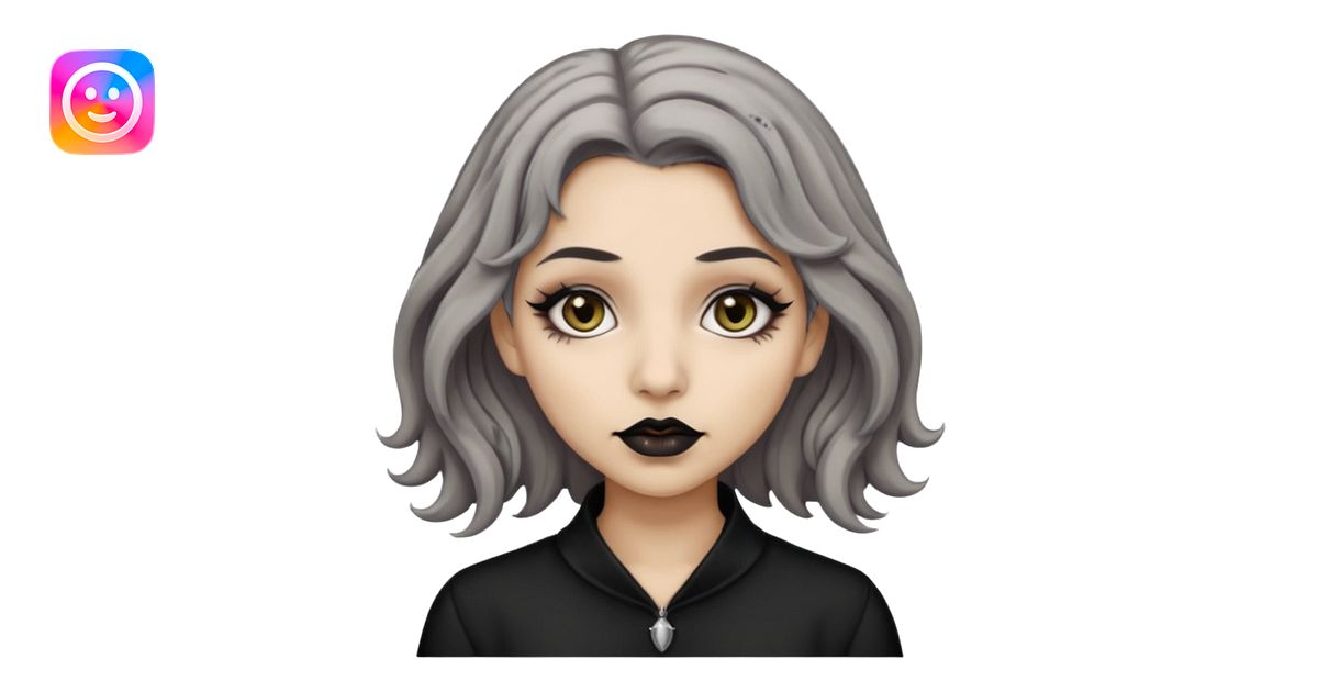 Beige olive skin grey wavy hair black lips lightbrown eyes goth girl ...