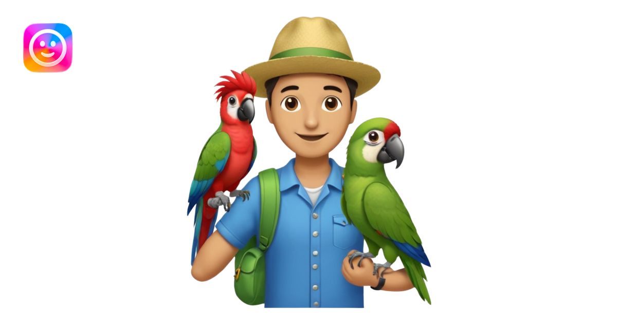 Walker + parrot on shoulder, Pet Walkers. Full body emoji | AI Emoji ...