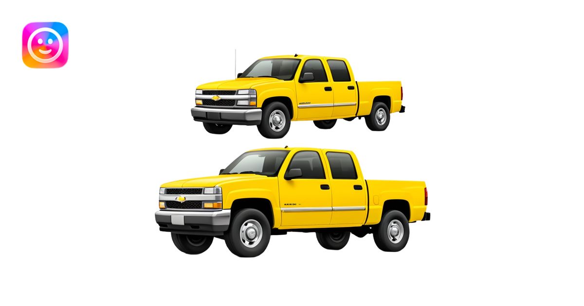 Simplified bright yellow 1997 Chevrolet C-2500 Crew Cab Silverado from ...