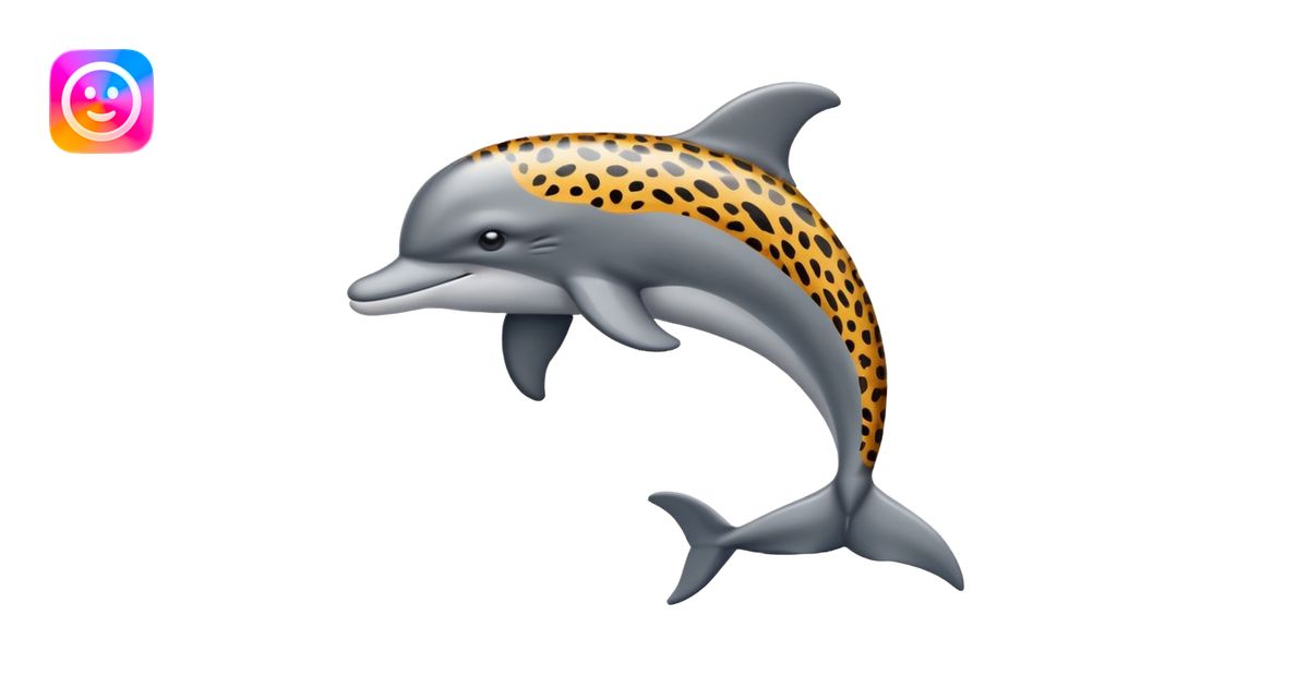 the dolphin emoji, but instead of blue skin it has leopard skin on the ...