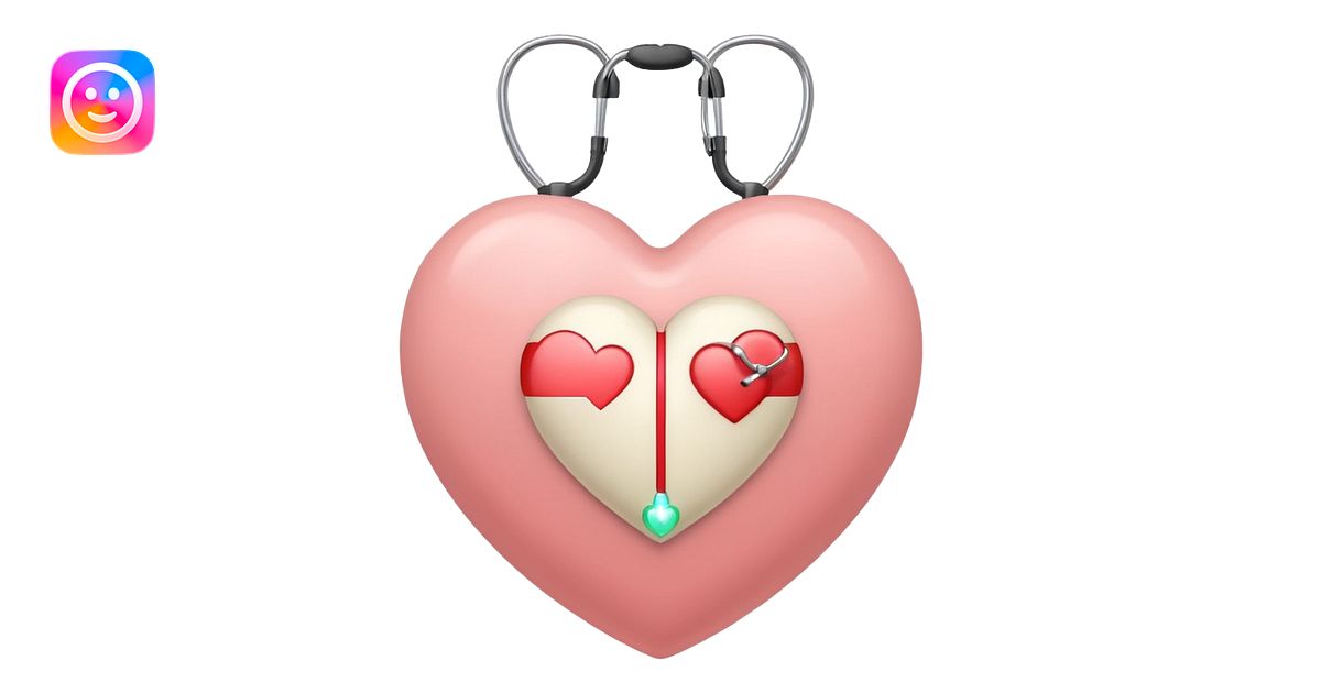 Minimalist emoji of a white heart with a stethoscope halo, small brain ...