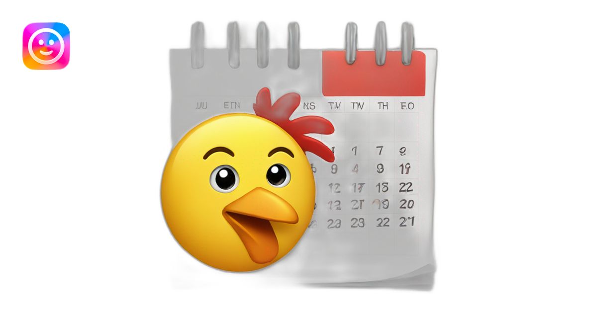 Planning calendar month with chicken head emoji | AI Emoji Generator