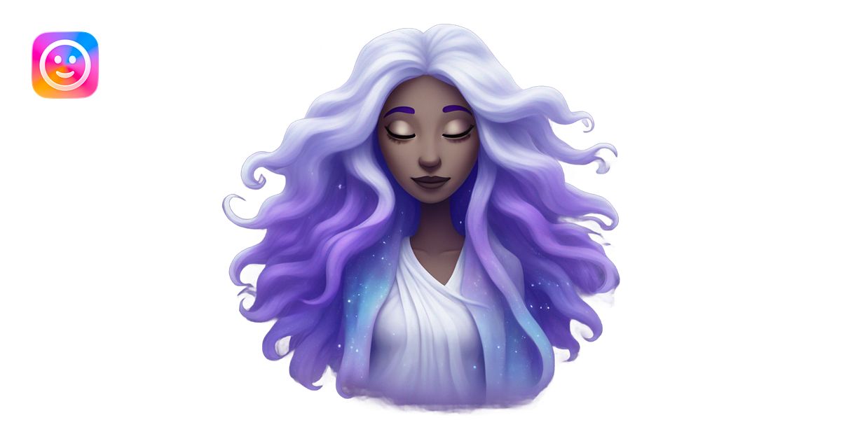 white mystical woman with sparkling galaxy hair with moon and stars in ...