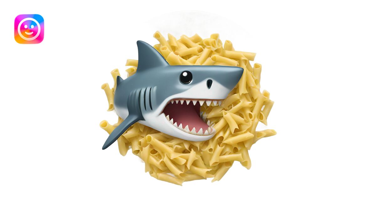 Shark eating pasta emoji | AI Emoji Generator