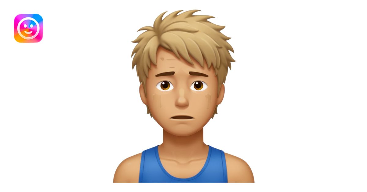 young tired man after training emoji | AI Emoji Generator